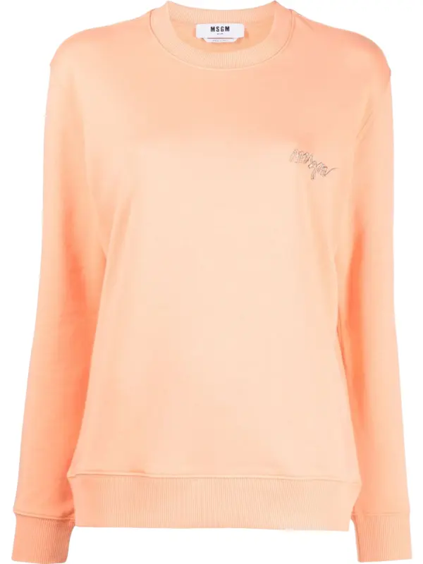 MSGM Logo-embroidery Cotton Sweatshirt - Orange