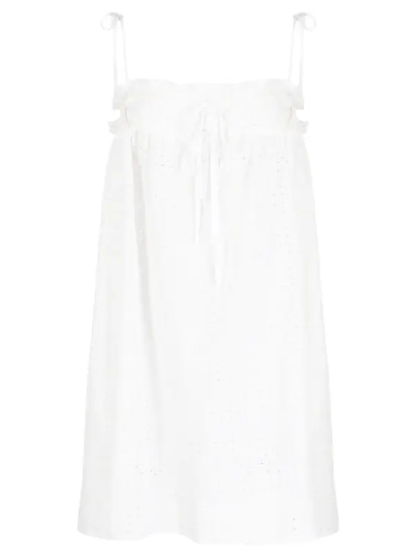 GANNI Broderie-anglaise Cotton Minidress - White