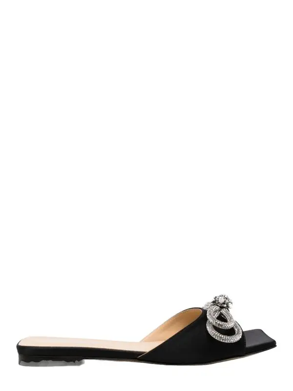 Mach & Mach Double Bow Flat Mules - Black