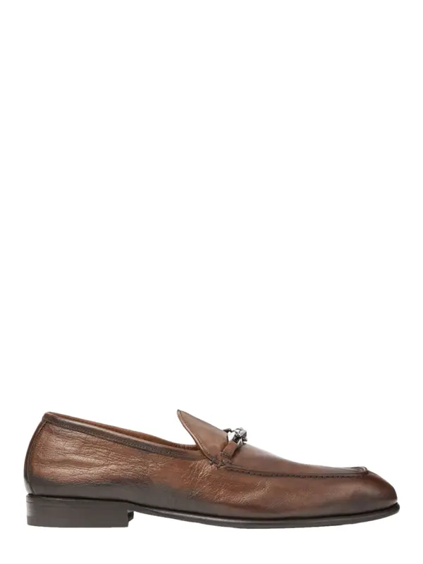 JIMMY CHOO Marti Reverse Leather Loafers - Brown