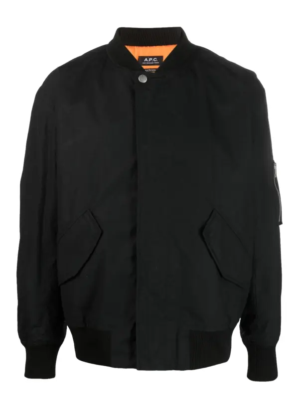 A.p.c. Zip-pocket Cotton Bomber Jacket - Black