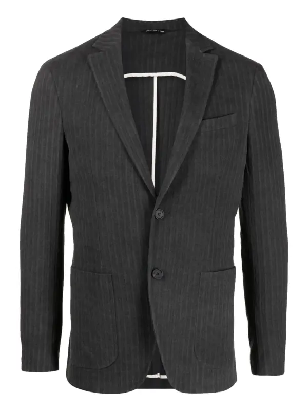 TONELLO Striped Single-breasted Blazer - Grey