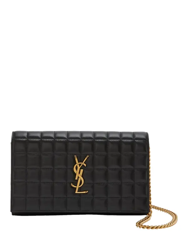 Saint Laurent Cassandre Wallet On Chain In Quilted Smooth Leather Bag - Black