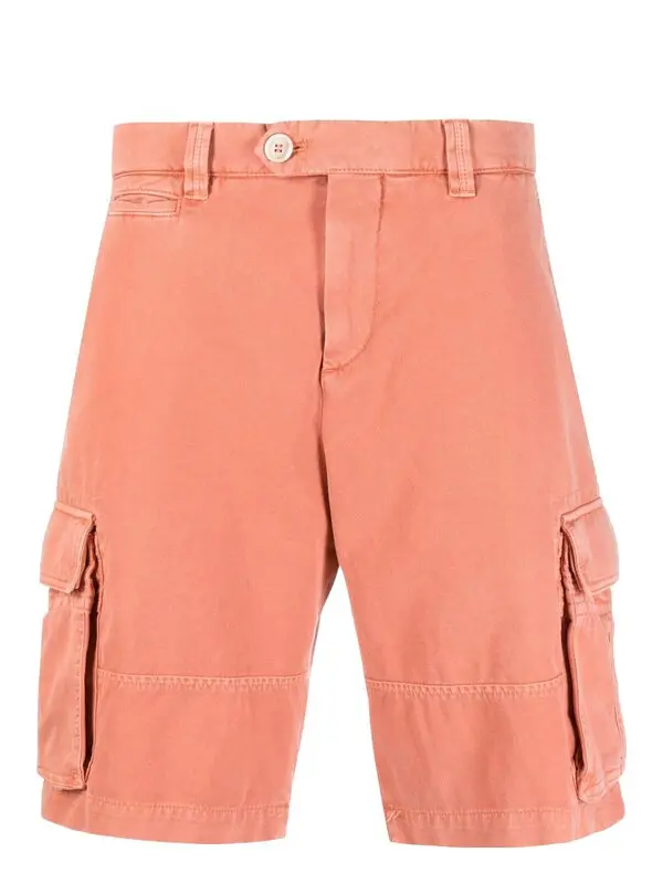 Brunello Cucinelli Cotton Cargo Shorts - Orange