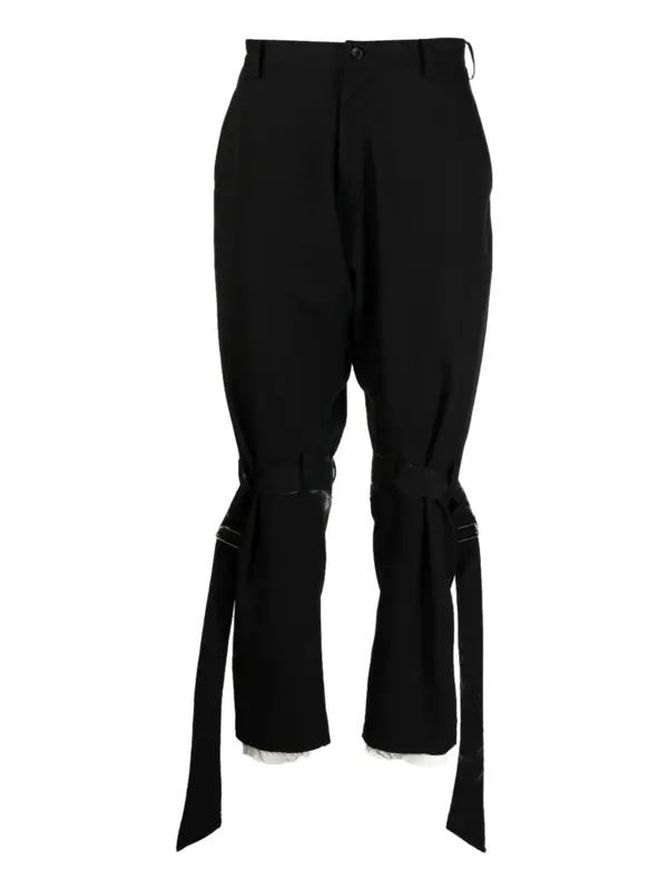 SULVAM Frayed-detailed Wool Trousers - Black