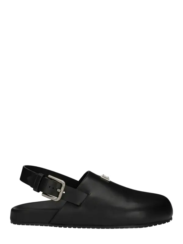 Dolce & Gabbana Logo Buckled Leather Sandals - Black