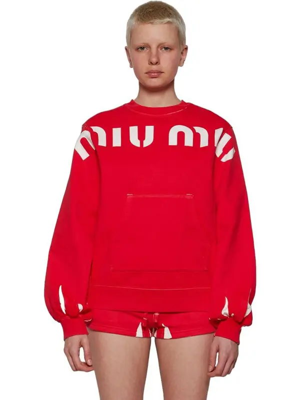 Miu Miu Cotton Sweatshirt - Rosso