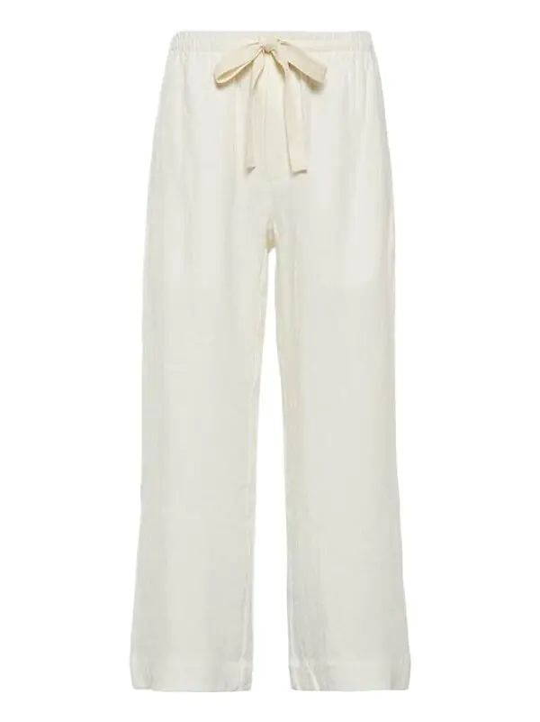 Commas Linen Wide-leg Pants - White