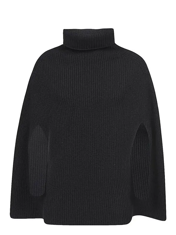 SA SU PHI Ribbed Wool-cashmere High Neck Cape - Black