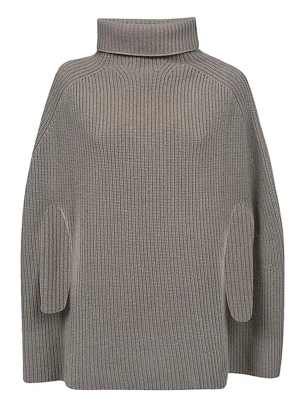 SA SU PHI Ribbed Wool-cashmere High Neck Cape - Green