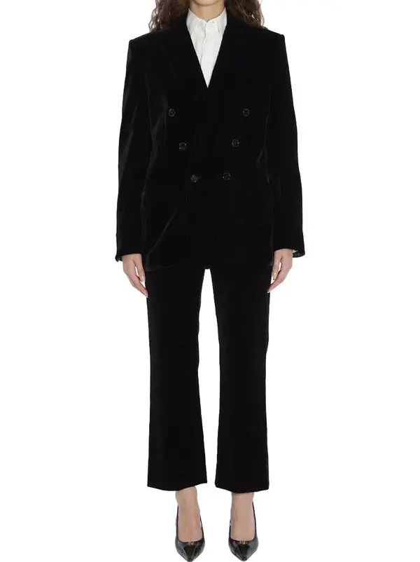 Saint Laurent Velvet Double-breasted Jacket - Black