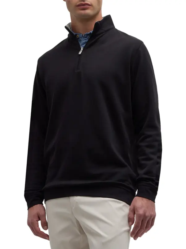 Peter Millar Crown Comfort Quarter-zip Pullover - Black