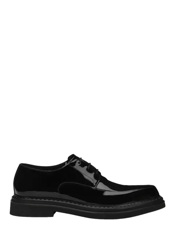 Dolce & Gabbana Paint Leather Derby Shoes - Black