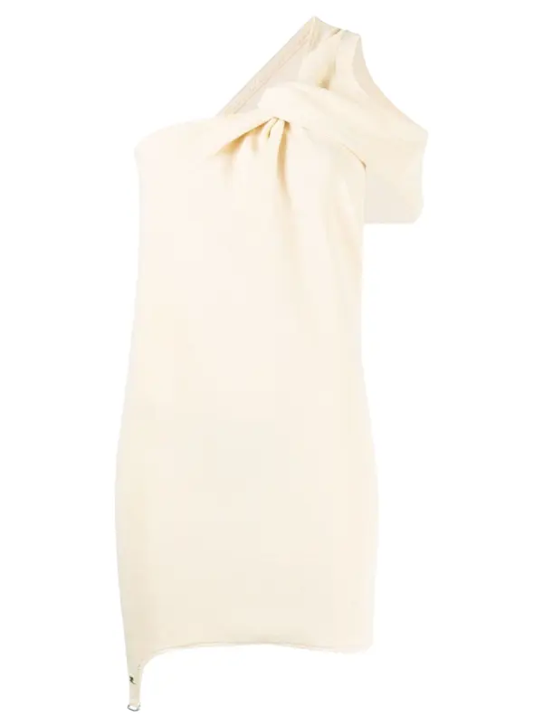 COURREGES One-shoulder Knotted Minidress - White