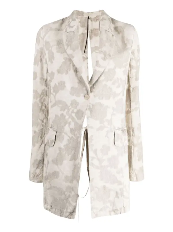 Masnada Embroidered Floral Blazer - Neutrals