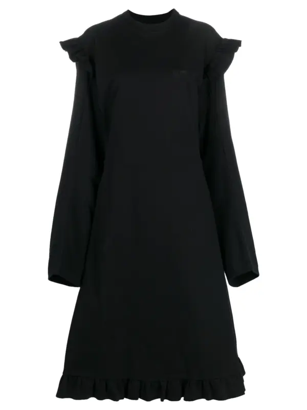 Vetements Ruffle-detail Midi Dress - Black