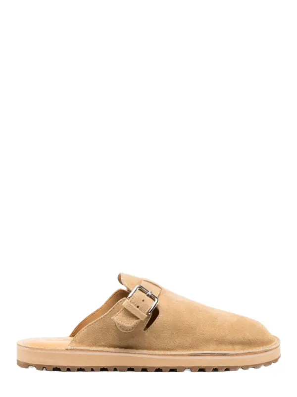 Comme Des Garçons Decorative-buckle Leather Slides - Brown