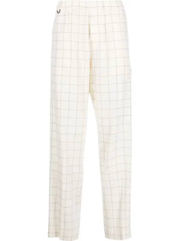 UNDERCOVERISM Windowpane-print Wide-leg Trousers - Neutrals