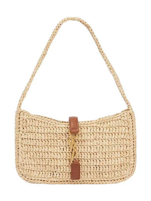 Saint Laurent Le 5 À 7 Mini Raffia Shoulder Bag - Beige