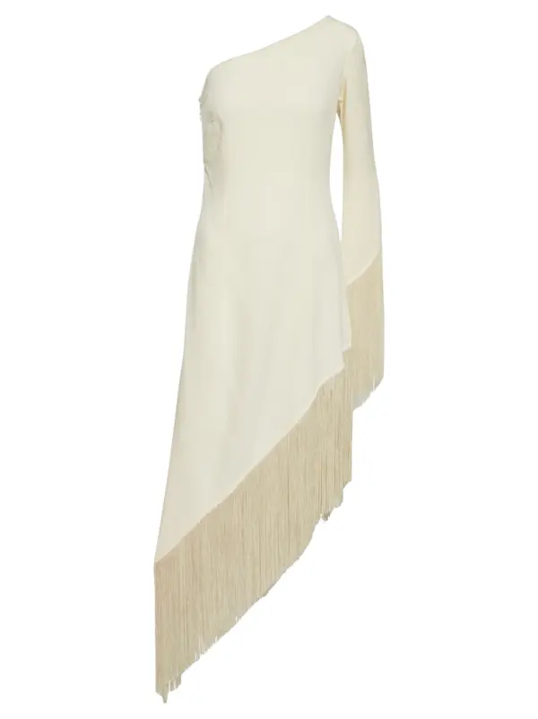 TALLER MARMO Aventador Fringed One-shoulder Midi Dress - White