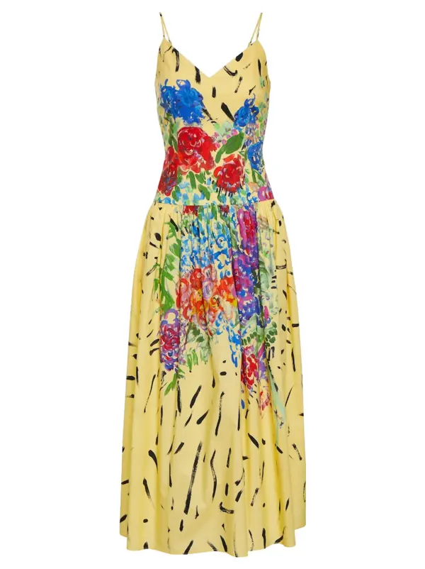 CHRISTOPHER KANE Floral Cotton Midi Dress - Yellow