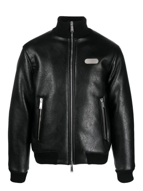 Dsquared2 Logo-plaque Zipped Faux-leather Jacket - Black
