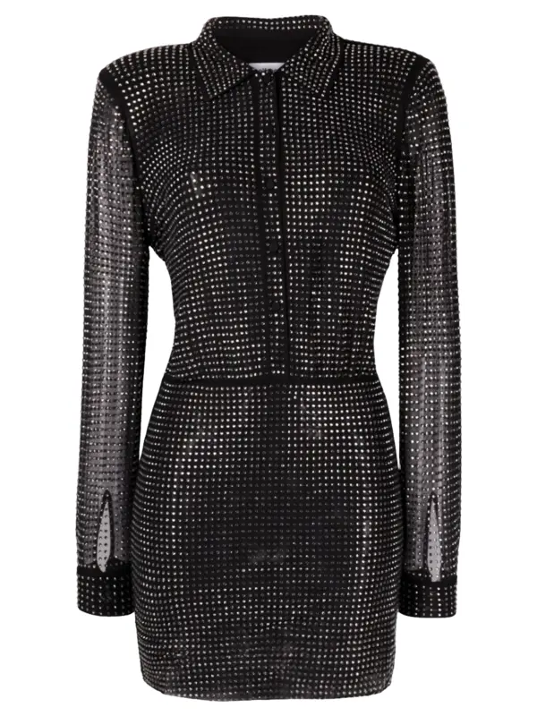 SELF-PORTRAIT Rhinestone-embellished Minidress - Black