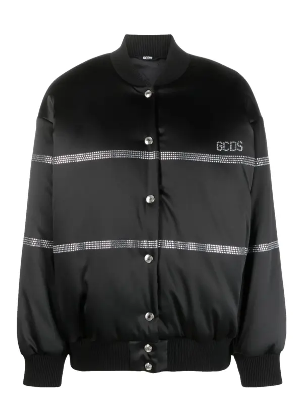 Gcds Bling Logo-embellished Bomber Jacket - Black