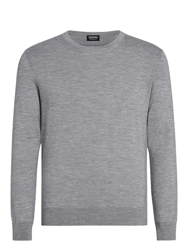 Zegna Casheta Crewneck Sweater - Light Grey Solid