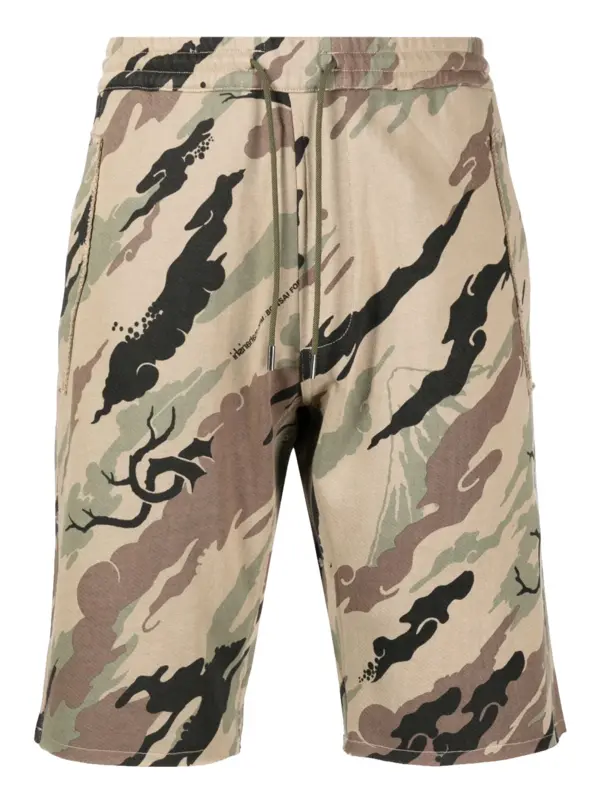 MAHARISHI Bonsai Forest-print Cotton Shorts - Brown