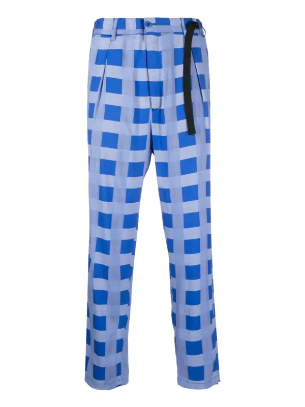 4SDESIGNS Check-print Trousers - Blue