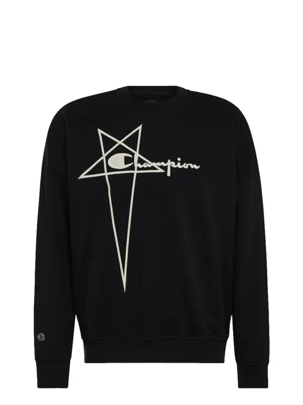 Rick Owens Embroidered Cotton Sweatshirt - Black
