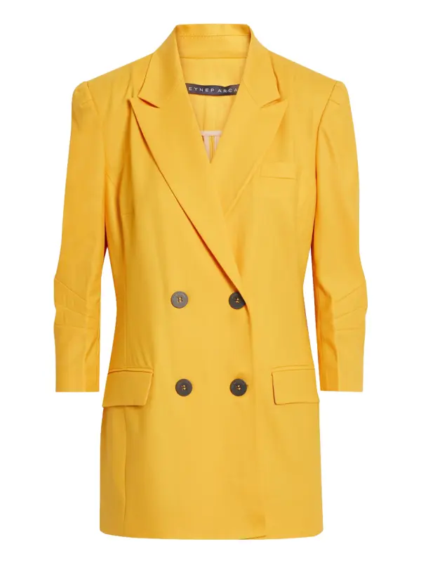 Zeynep Arçay Double-breasted Wool-blend Blazer - Saffron