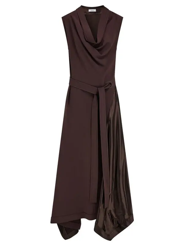 FERRAGAMO Asymmetric Jersey Dress - Brown