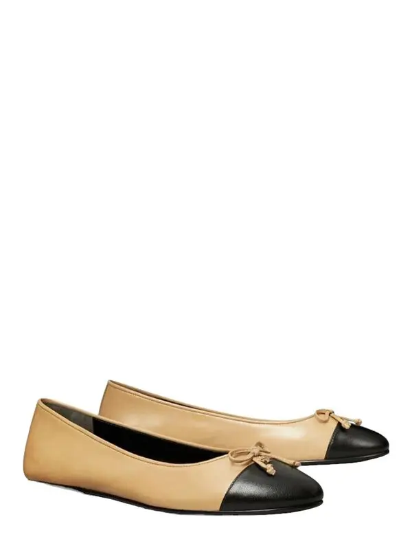 Tory Burch Cap-toe Ballet - Ginger Shortbread/perfect Black