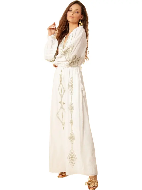 Hale Bob Lily Embroidered Maxi Dress - Green