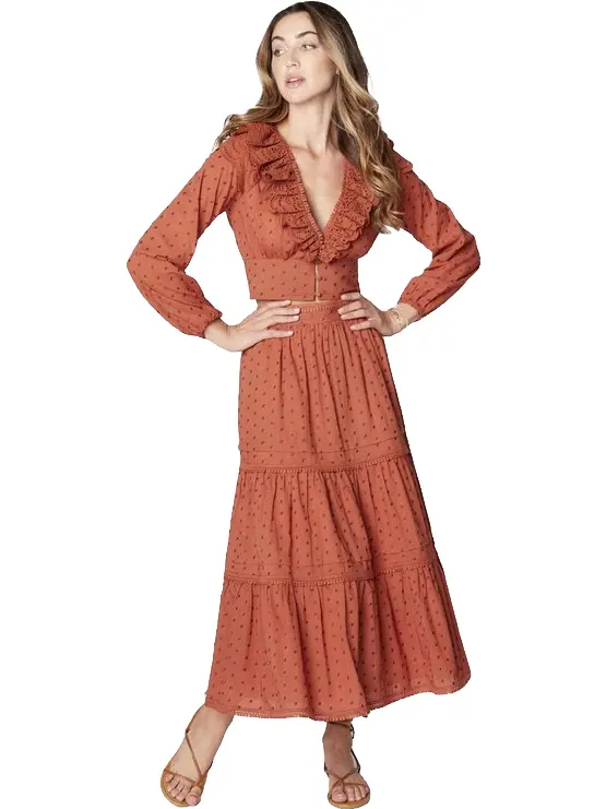Allison Eyelet Ruffle Crop Blouse - Natural