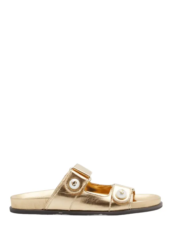 JIMMY CHOO Fayence Metallic Slide Sandals - Gold