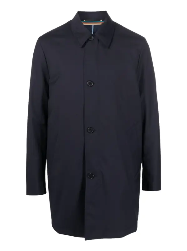 Paul Smith Classic-collar Cotton Trench Coat - Blue