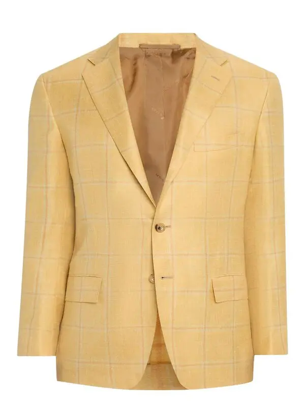 Kiton Windowpane Sport Coat - Ylw Mult