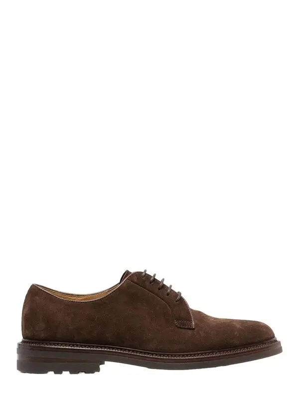 Brunello Cucinelli Lace-up Suede Derby Shoes - C8832 Brown