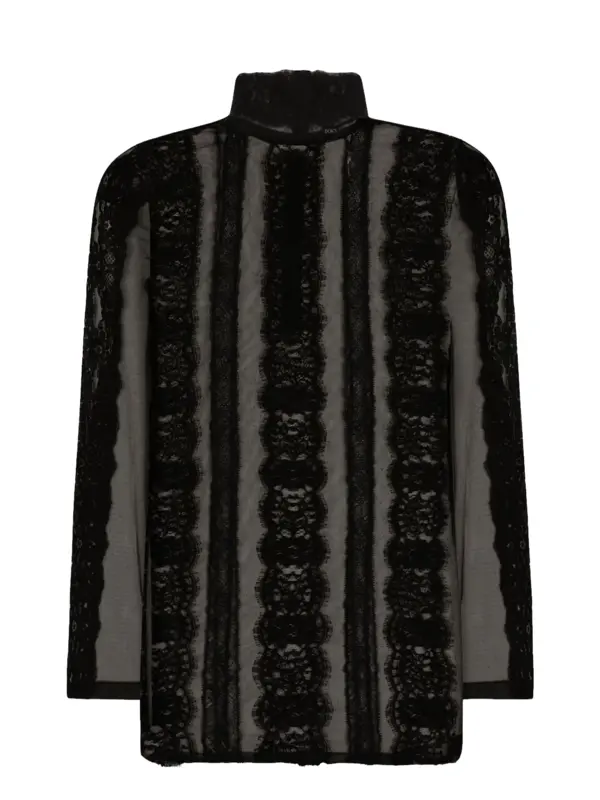 Dolce & Gabbana Lace-detail Tulle T-shirt - Black