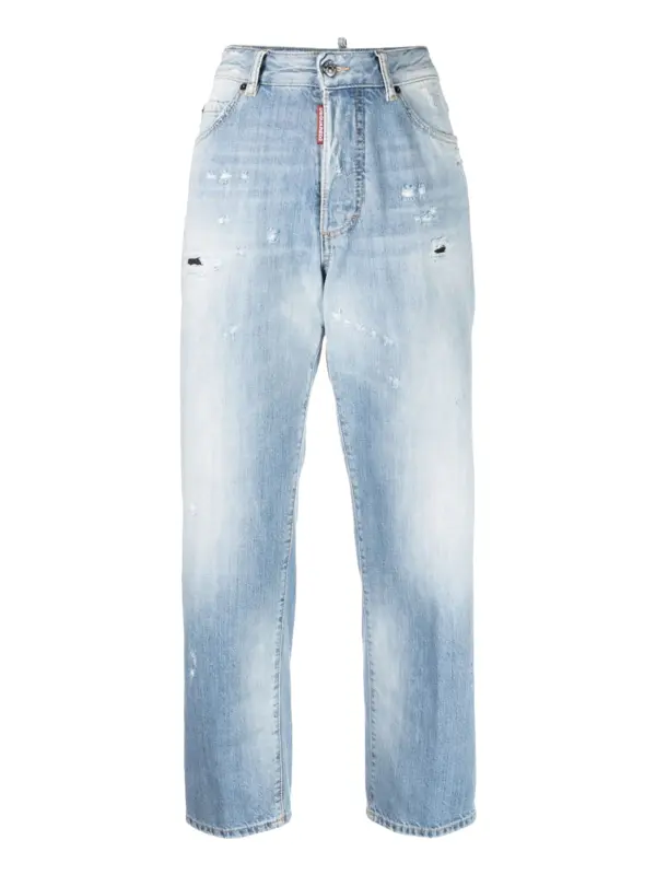 Dsquared2 Bleached-wash Cropped Jeans - Blue