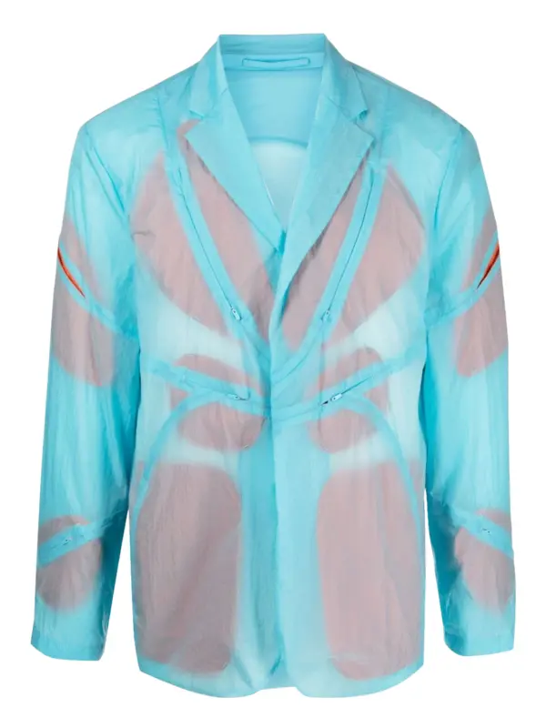 POST ARCHIVE FACTION Semi-sheer Notch-lapels Jacket - Blue