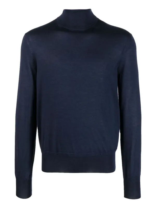 TOM FORD Ribbed Roll-neck Jumper - Blue