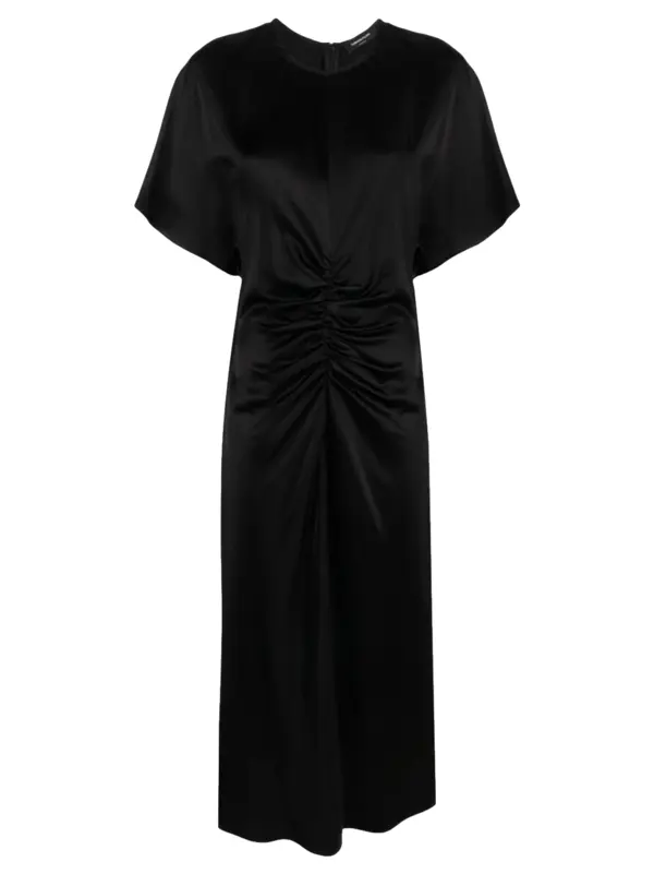 Fabiana Filippi Ruched Satin Midi Dress - Black