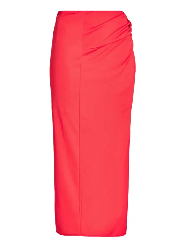 NICHOLAS Twist-front Jersey Midi Skirt - Coral