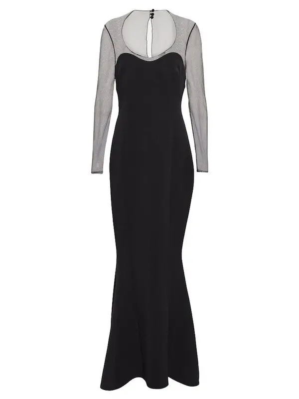 Safiyaa Bridal Embroidered Crêpe Gown - Black