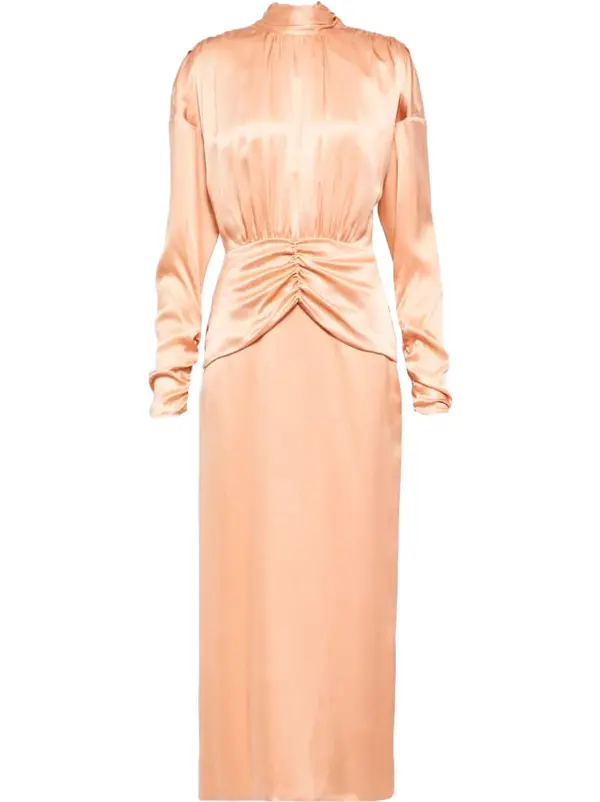Alessandra Rich Tie-neck Silk Satin Midi Dress - Pink