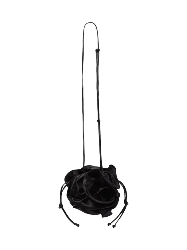 Magda Butrym Ruched Satin Shoulder Bag - Black